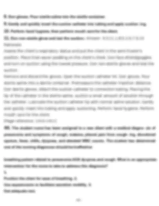 Oxygenation NCLEX Practice questions with Answers | Exams Nursing | Docsity