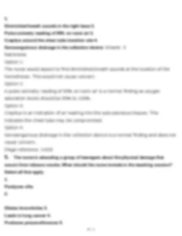 Oxygenation NCLEX Practice questions with Answers | Exams Nursing | Docsity