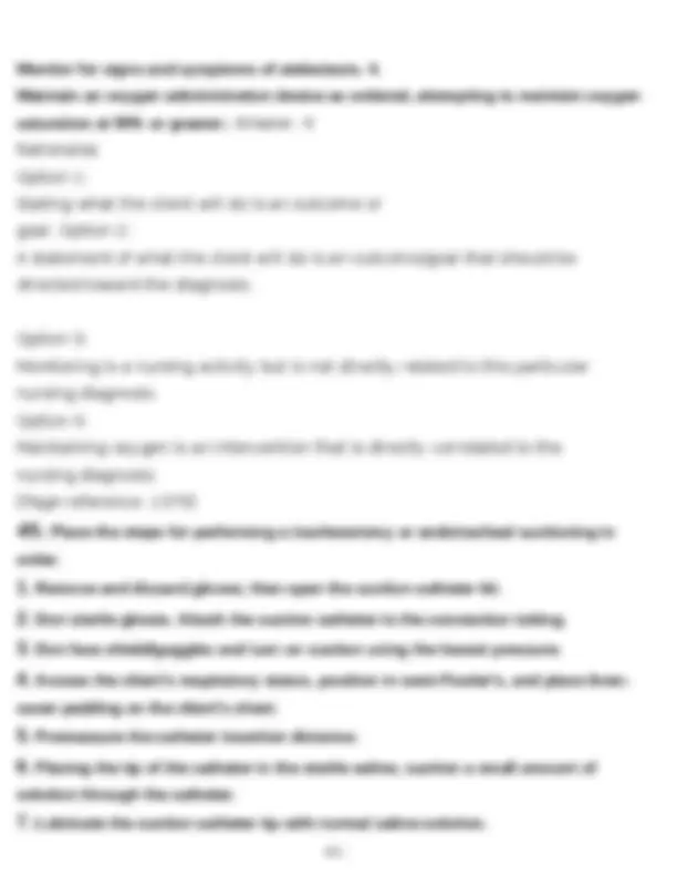 Oxygenation NCLEX Practice questions with Answers | Exams Nursing | Docsity