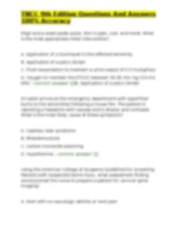 Trauma Nursing Core Course (TNCC)- 9th edition Questions and Answers ...