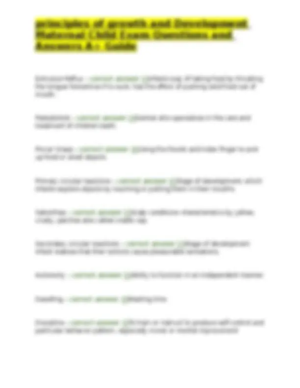 principles of growth and Development Maternal Child Exam Questions and ...