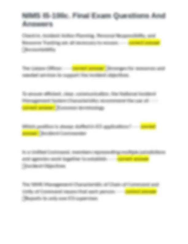 NIMS IS-100c. Final Exam Questions And Answers | Exams Service ...