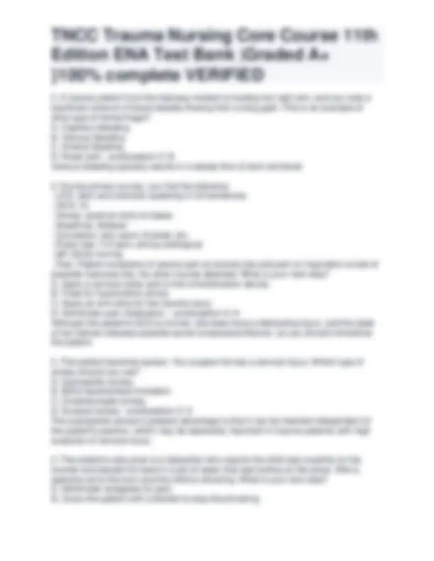 TNCC Trauma Nursing Core Course 11th Edition ENA Test Bank Graded A+ ...