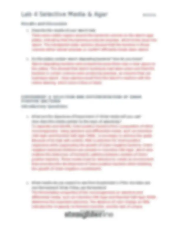 Straighterline Microbiology Lab BIO250L Lab 4 Selective Media & Agar ...