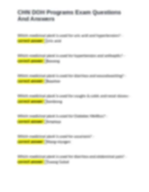 CHN DOH Programs Exam Questions And Answers | Exams Nursing | Docsity