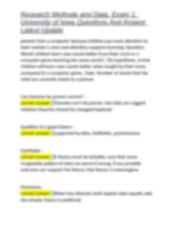 Research Methods and Data, Exam 1, University of Iowa Questions And ...