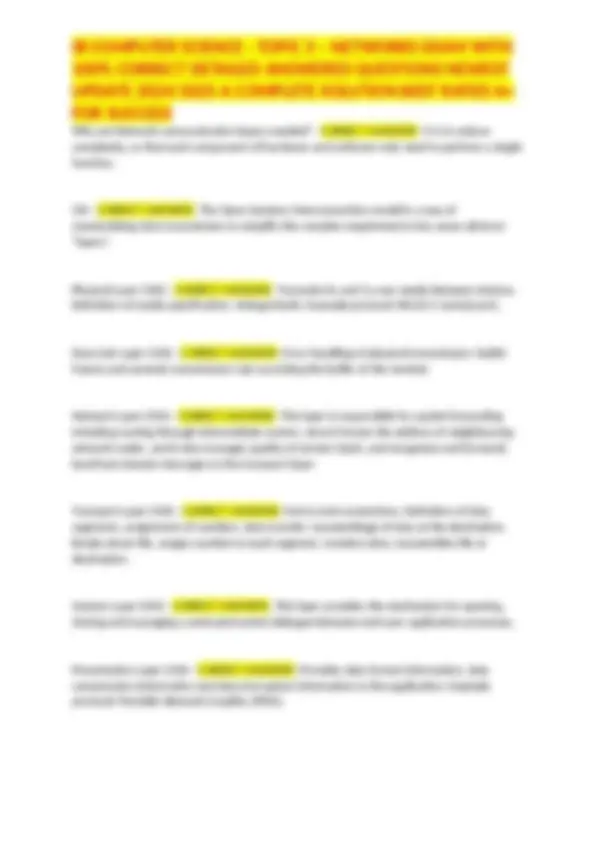 IB COMPUTER SCIENCE - TOPIC 3 – NETWORKS EXAM WITH 100% CORRECT ...