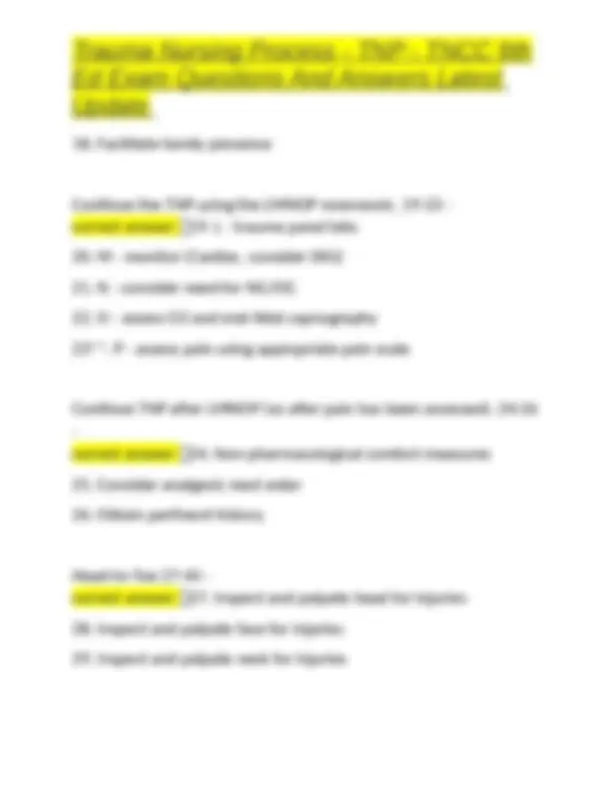 Trauma Nursing Process - TNP - TNCC 9th Ed Exam Questions And Answers ...