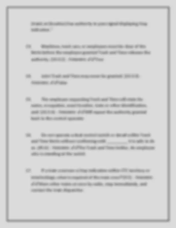 BNSF Train Communication and Signal Exam: Multiple Choice Questions and ...