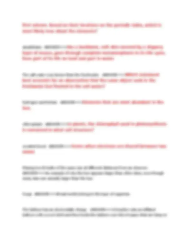 Praxis Science Exam: Questions and Answers | Exams Nursing | Docsity