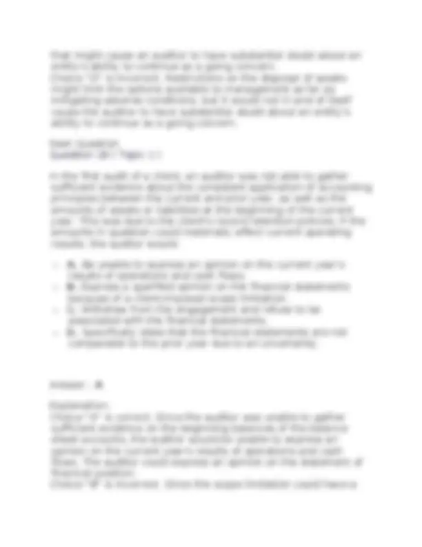 AICPA AUD Exam Questions and Solutions 2024 | Exams Accounting | Docsity