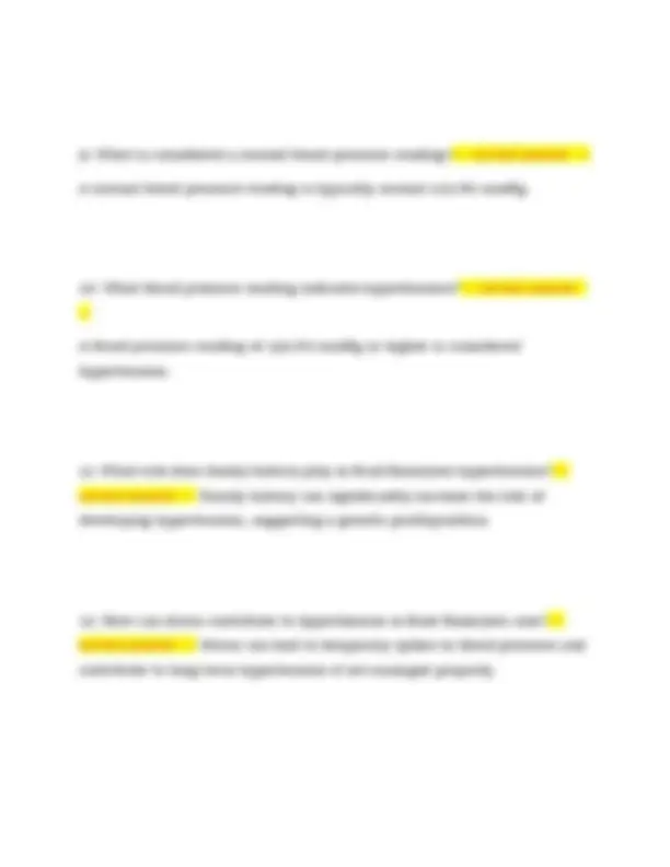 Hypertension Case Study: Brad Banerjee - Untreated Hypertension | Exams Nursing | Docsity