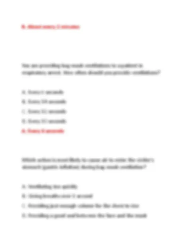 ACLS Self-Assessment Pre-Course Test: Multiple Choice Questions and ...