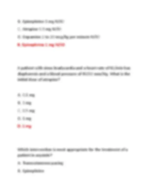 ACLS Self-Assessment Pre-Course Test: Multiple Choice Questions and ...