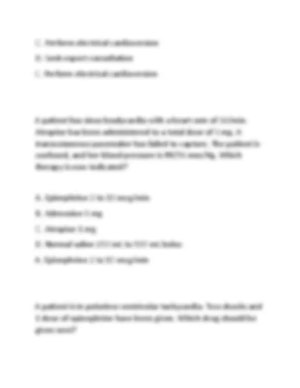 ACLS Self-Assessment Pre-Course Test: Multiple Choice Questions and ...