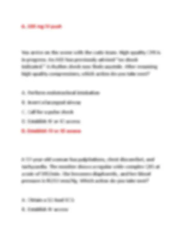 ACLS Self-Assessment Pre-Course Test: Multiple Choice Questions and ...