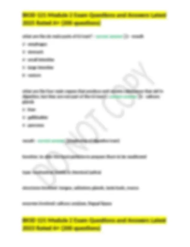 BIOD 121 Module 2 Exam Questions and Answers Latest 2025 Rated A+ (200 ...