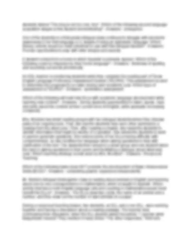 ELL PRACTICE TEST QUESTIONS AND ANSWERS | Exams Social Sciences | Docsity