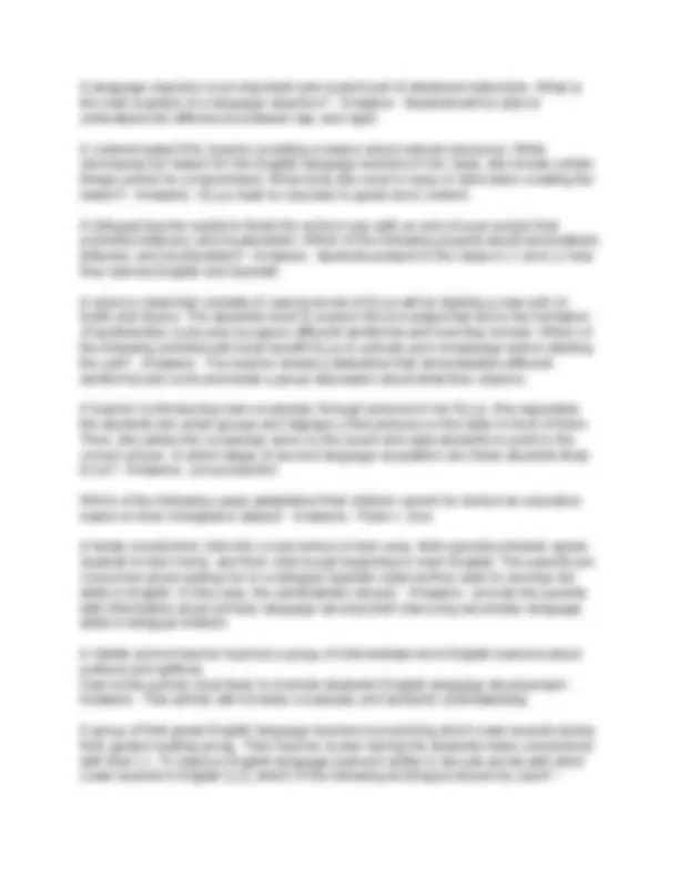 ELL PRACTICE TEST QUESTIONS AND ANSWERS | Exams Social Sciences | Docsity