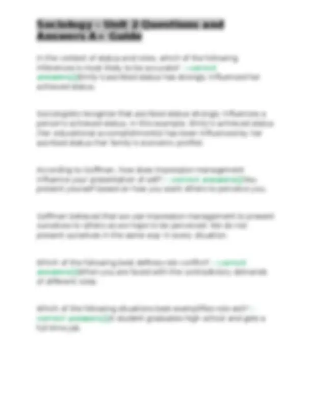 Sociology - Unit 2 Questions and Answers A+ Guide | Exams Sociology ...