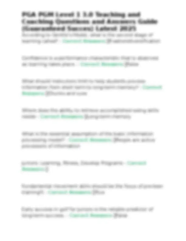 PGA PGM Level 1 3.0 Teaching and Coaching Questions and Answers Guide ...