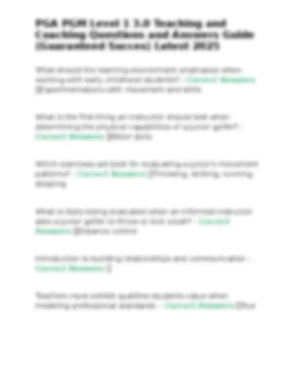 PGA PGM Level 1 3.0 Teaching and Coaching Questions and Answers Guide (Guaranteed Succes ...