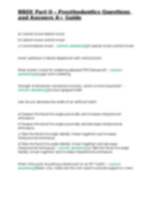 NBDE Part II – Prosthodontics Questions and Answers A+ Guide | Exams ...