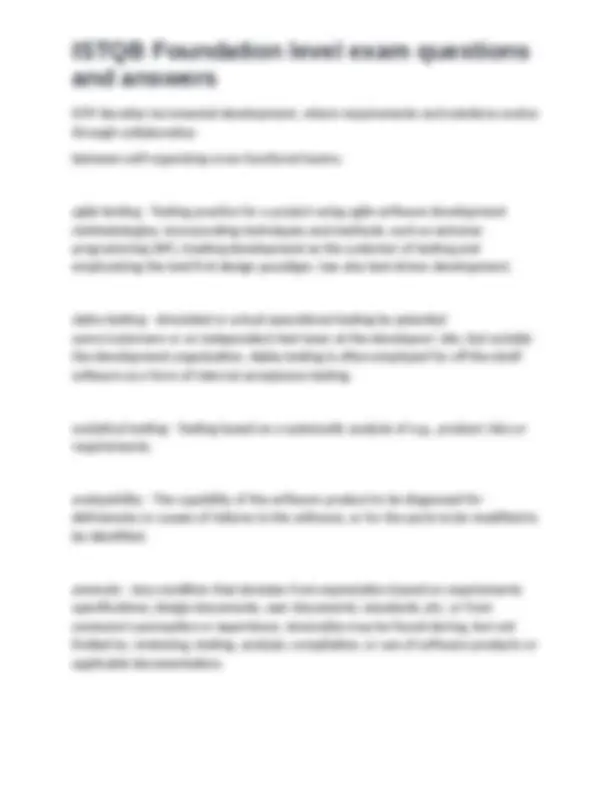 ISTQB Foundation Level Exam Questions and Answers: Glossary of Key ...