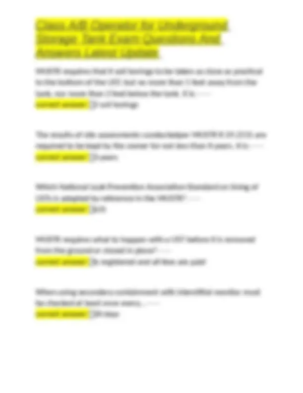 Class A/B Operator for Underground Storage Tank Exam Questions and ...