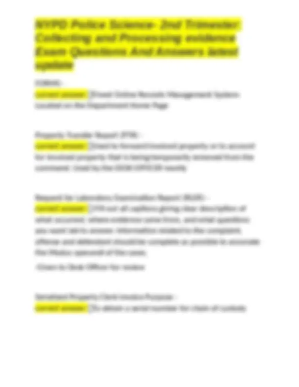 NYPD Police Science: Evidence Collection and Processing Exam Q&A ...