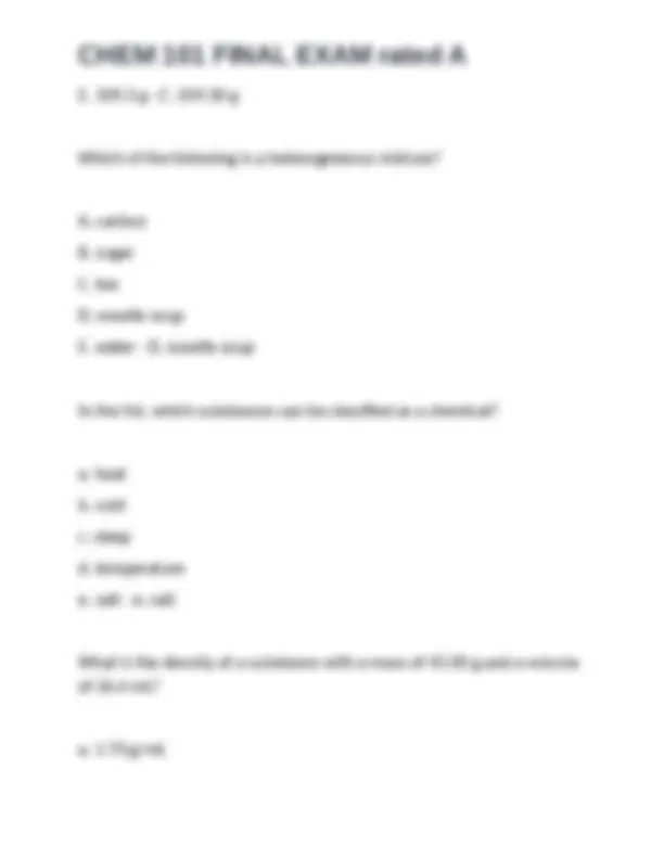 CHEM 101 Final Exam: Multiple Choice Questions and Answers | Exams ...