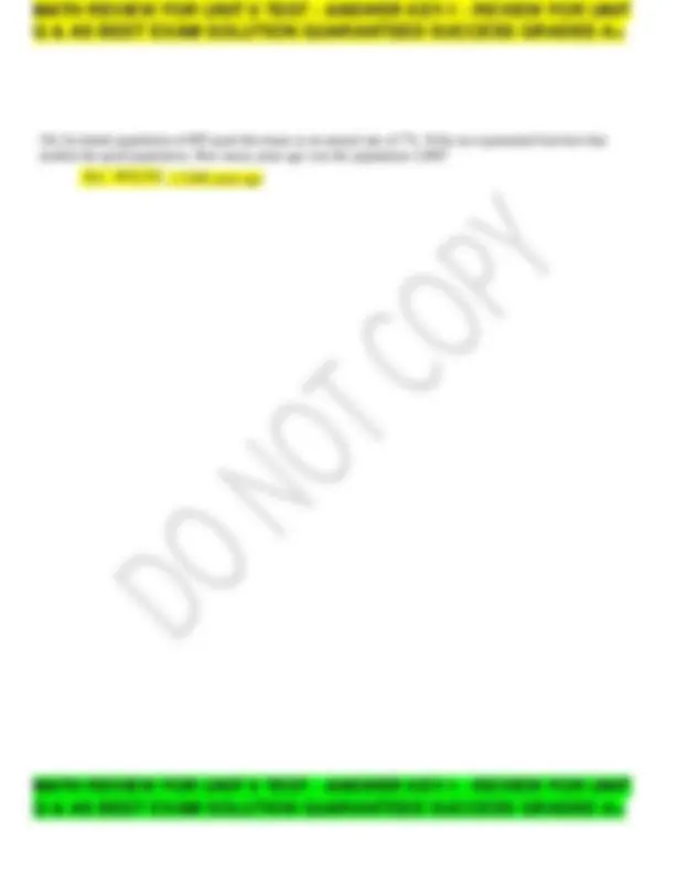 Math Review for Unit 6 Test - Answer Key | Exams Nursing | Docsity