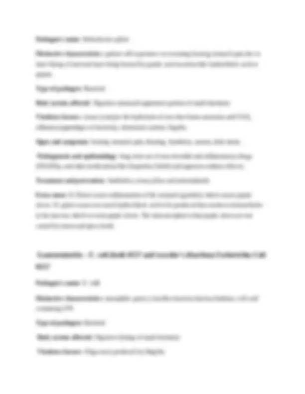 BIOS 242 Week 7 Assignment; Pathogens Chart-Micro Note | Assignments Biology | Docsity