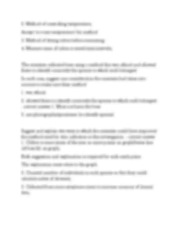 A Level Biology Practical Questions and Answers | Exams Biology | Docsity