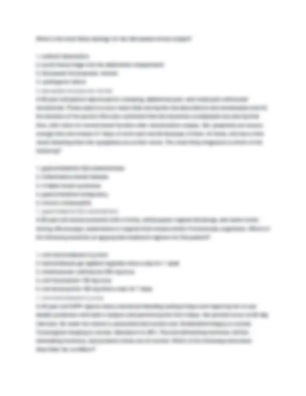 Medical Case Scenarios with Questions and Answers | Exams Nursing | Docsity