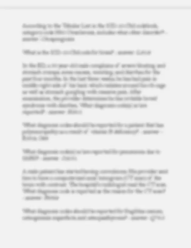 AAPC - Chapter 3 Review: ICD-10-CM Coding Practice Questions and Answers | Exams Nursing | Docsity