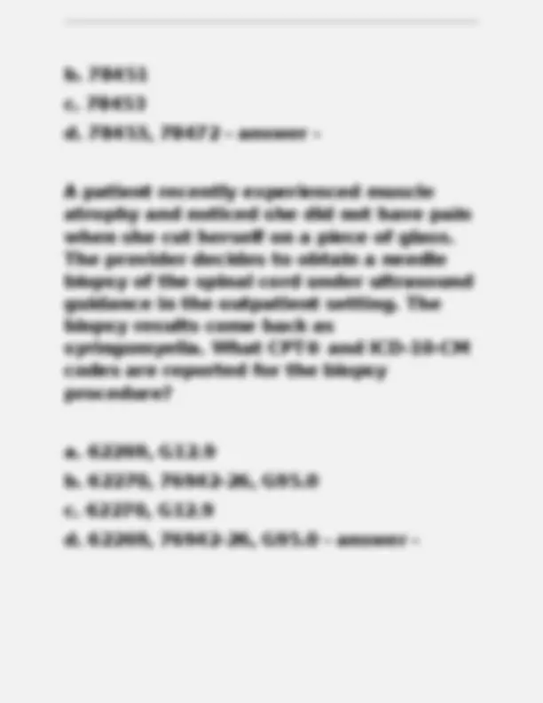 AAPC Final Exam Solutions: Medical Coding Practice Questions | Exams Nursing | Docsity