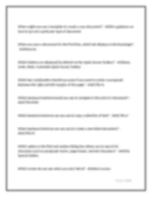 DIT 1st Semester Exam Study Guide: Microsoft Word and Excel Questions ...