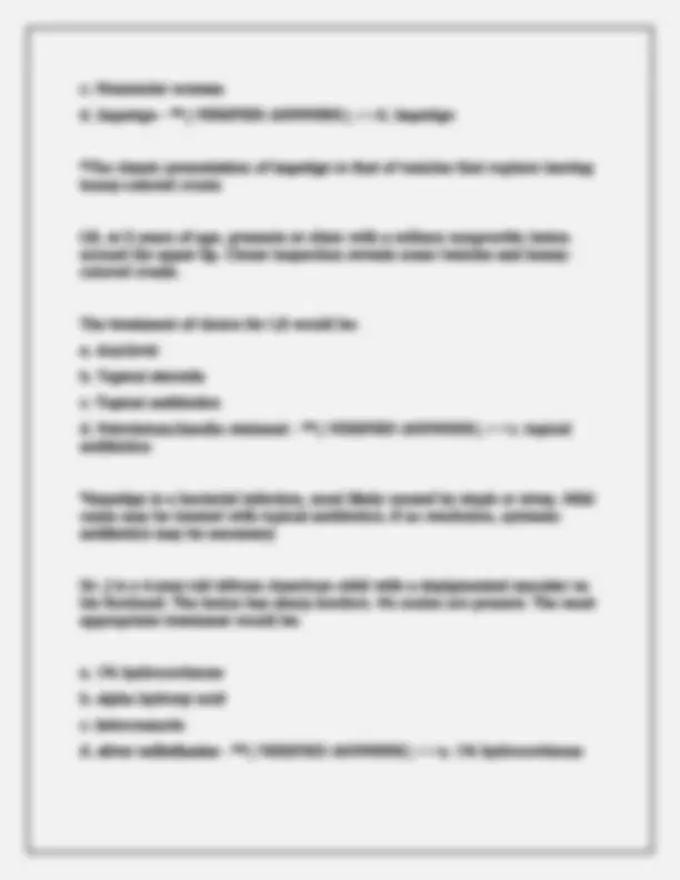 Dermatology Practice Questions with Answers | Exams Nursing | Docsity