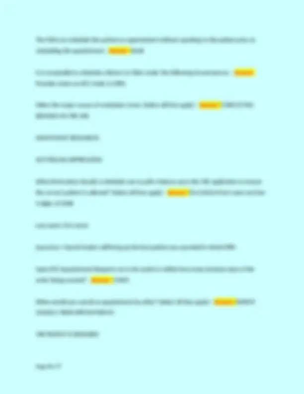 VA Healthcare Scheduling: Post-Test and Answers | Exams Nursing | Docsity