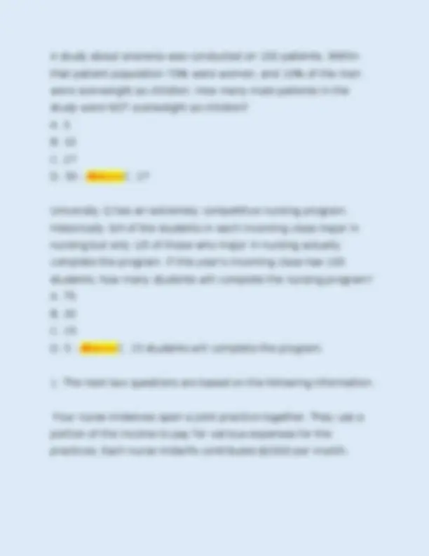 Practice Questions for Standardized Nursing Entrance Exam: Mathematics ...