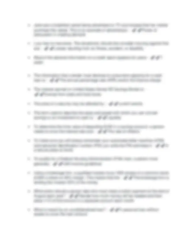 Personal Finance WISE Test Questions and Answers | Exams Finance | Docsity