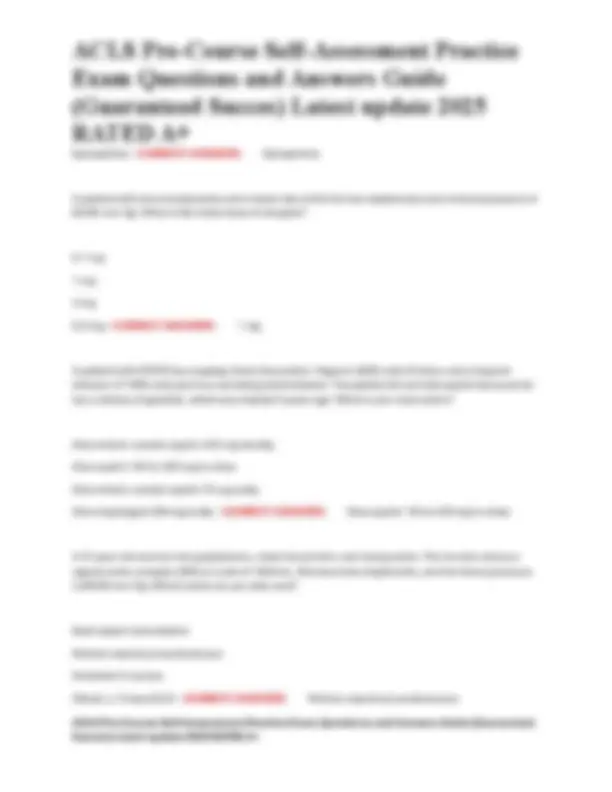 ACLS Pre-Course Self-Assessment Practice Exam Questions and Answers ...