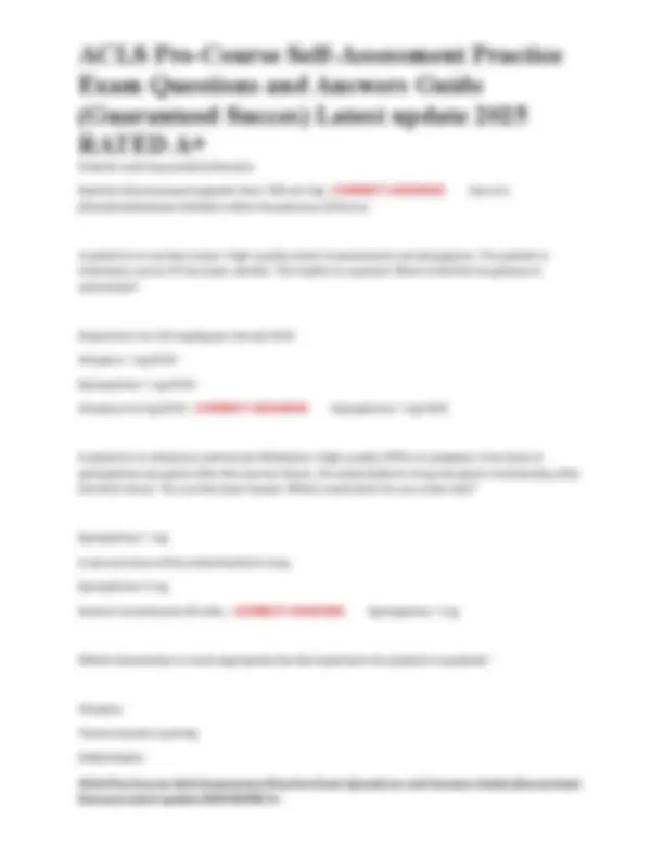 ACLS Pre-Course Self-Assessment Practice Exam Questions and Answers ...