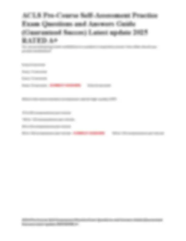 Acls Pre Course Self Assessment Practice Exam Questions And Answers