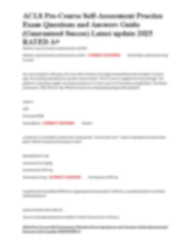 ACLS Pre-Course Self-Assessment Practice Exam Questions and Answers ...