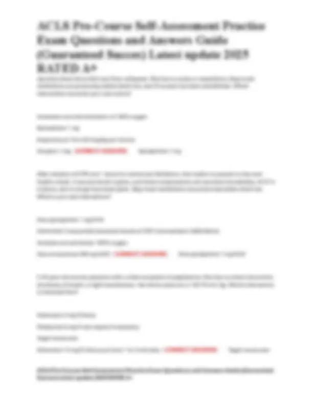 ACLS Pre-Course Self-Assessment Practice Exam Questions and Answers ...