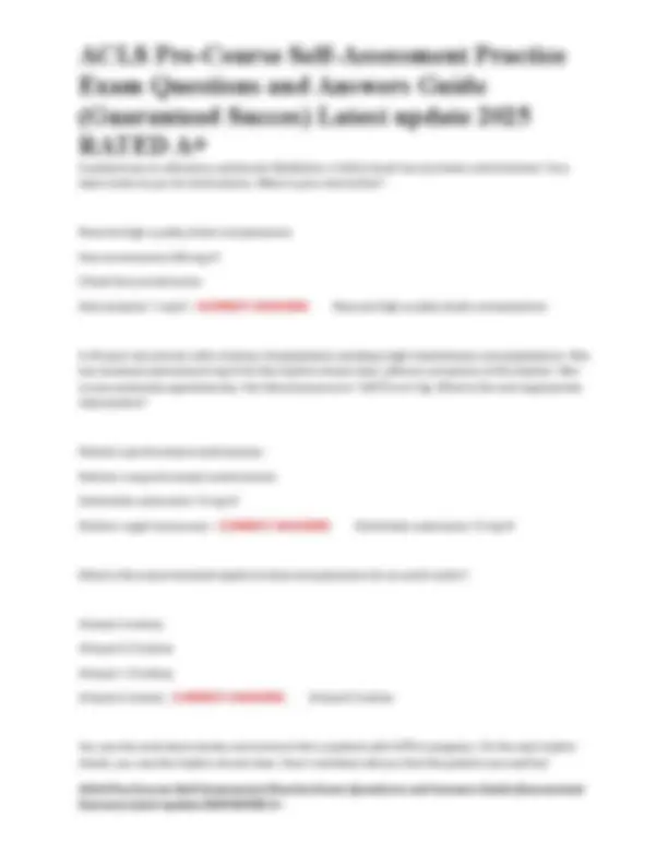 ACLS Pre-Course Self-Assessment Practice Exam Questions and Answers ...