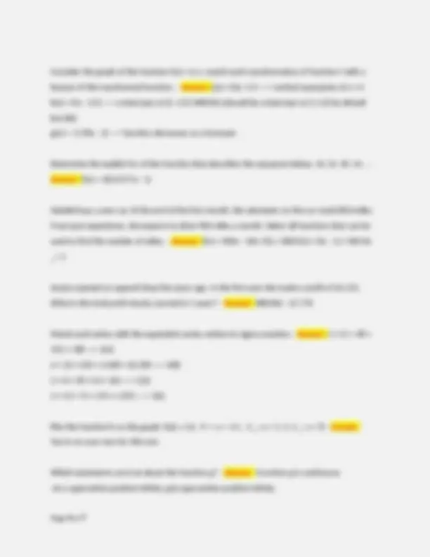 Algebra 2B Practice Questions and Answers | Exams Nursing | Docsity