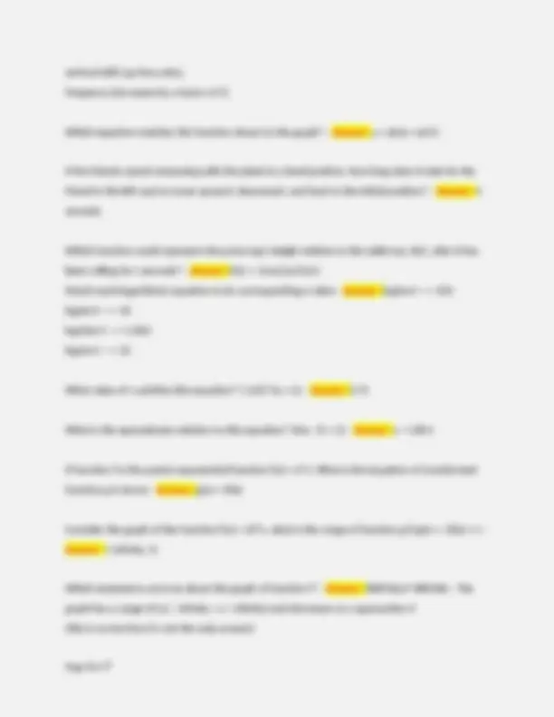 Algebra 2B Practice Questions and Answers | Exams Nursing | Docsity